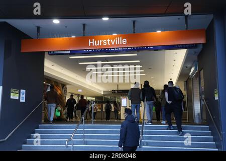 The entrance to Hurstville train station on the Ormonde Parade side ...