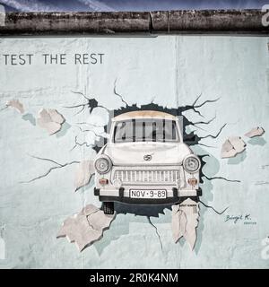 Trabant or Trabi breaking through the Berlin Wall, painting by Birgit ...