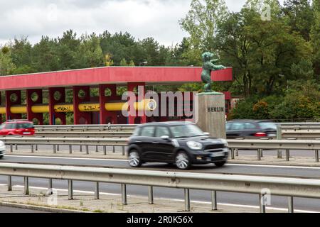 German Autobahn, A 115, deserted former service station, border, West ...