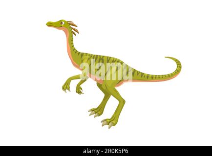 Cartoon Compsognathus dinosaur character. Jurassic period beast ...
