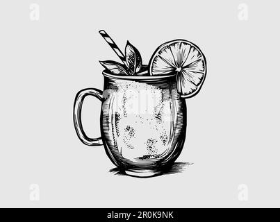 Moscow Mule Hand Drawn Drink Vector Illustration Stock Vector Image ...