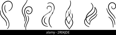 Doodle smoke icons set. Water steam symbols. Hand drawn hot vapors ...