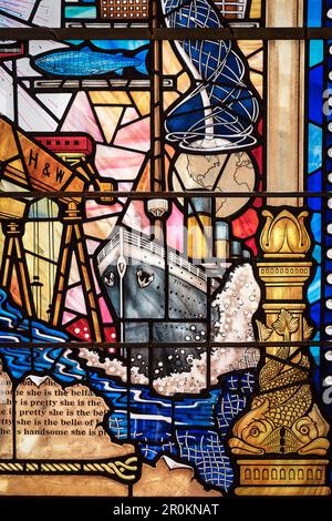 The Titanic window, Belfast city hall Stock Photo - Alamy