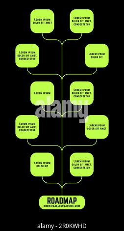 Vertical roadmap milestones on black background. Timeline infographic ...
