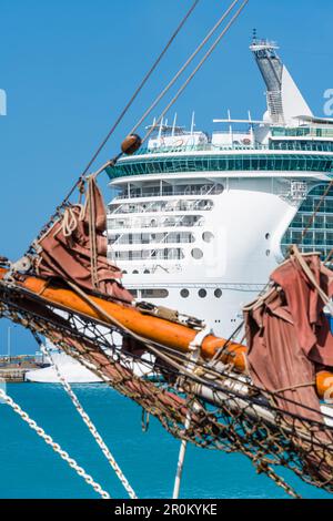 Cruise ship, rigging sailing ship, Bridgetown, Barbados, Caribbean ...