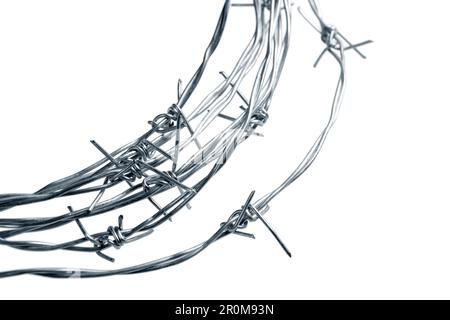 Barbed wire isolated over white background Stock Photo - Alamy