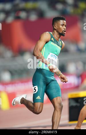 Anaso Jobodwana running the 200m at the 2019 World Athletics ...