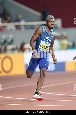 Noah Lyles running the 200m at the 2019 World Athletics Championships ...