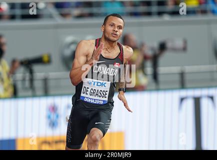 Andre De Grasse running the 200m at the 2019 World Athletics ...