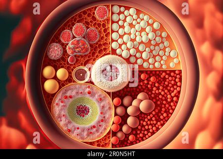 cross-section of a fantasy internal structure of a cell or ...