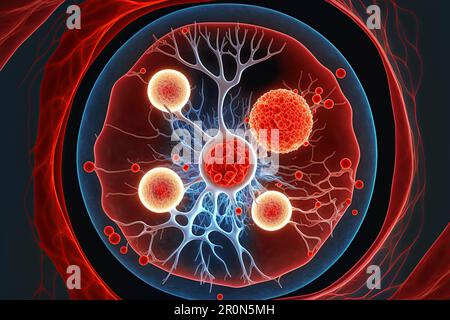 cross-section of a fantasy internal structure of a cell or ...