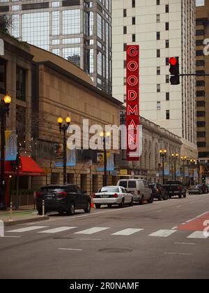 Chicago Goodman theater view at city center at day Stock Photo - Alamy
