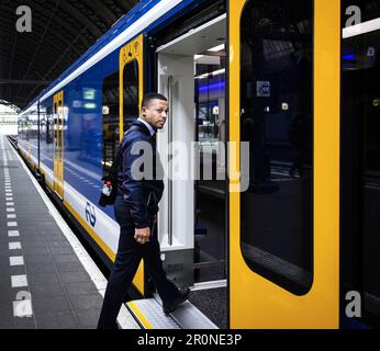 Sprinter train from NS Nederlandse Spoorwegen Dutch railway operator at ...