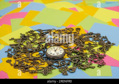 The concept of symbolism. Antique rotten pocket watch with Bronze ...