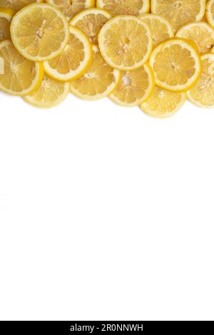 vertical overlapping lemon slices footer on white background with copy space Stock Photo - Alamy