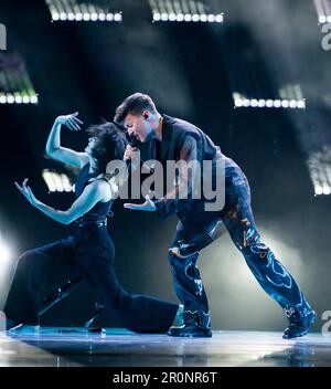 Liverpool, UK. May 8, 2023. Remo Forrer rehearsing for Switzerland with ...