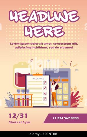 Insurance checklist with woman character. Vector illustration Stock ...