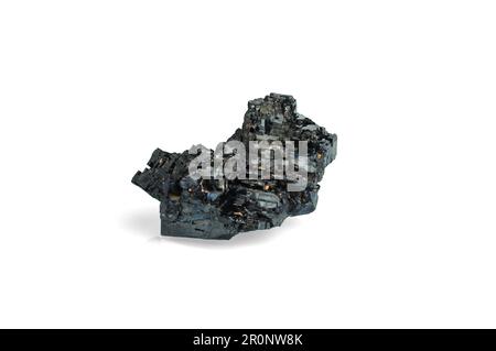 Galena macro detail white isolated background. close-up Rough raw ...