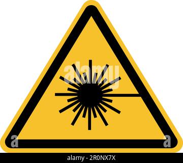 Warning for laser beam yellow sign Stock Photo - Alamy