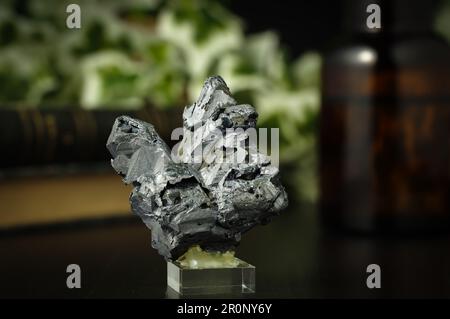 Galena texture. macro detail texture background. close-up raw rough unpolished semi-precious ...