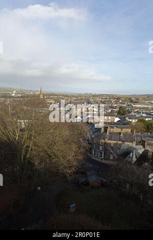 The town of Clitheroe viewed from Clitheroe Castle in the Ribble Valley ...