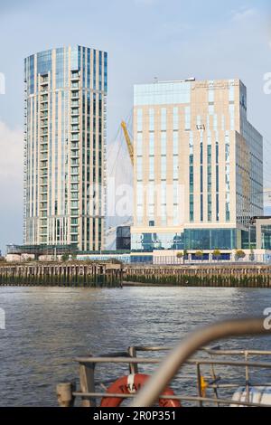 The Arora tower and the International hotel beside the O2 on a bank of ...