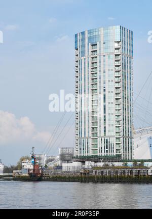 The Arora tower and the International hotel beside the O2 on a bank of ...