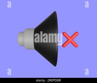 Mute volume icon isolated on 3d cyan blue round button abstract ...