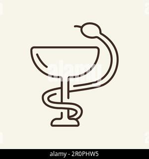 Bowl of Hygeia icon. Pharmacy. Flat design, linear and color styles. Isolated vector ...