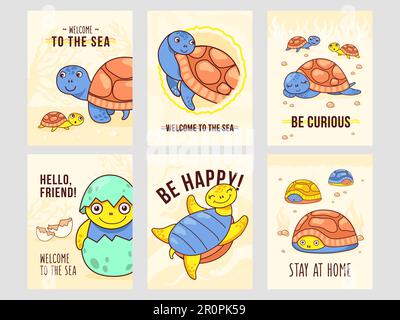 Trendy poster designs with happy turtle Stock Vector Image & Art - Alamy