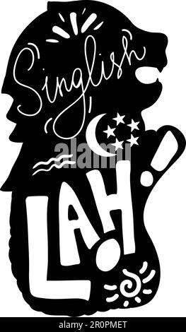 Singlish Lah inscribed in singaporean merlion sillhoette. Vector Stock ...
