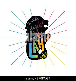 Singlish Lah inscribed in singaporean merlion sillhoette. Vector Stock ...