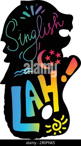 Singlish text with singaporean merlion sillhoette. Vector Stock Vector ...
