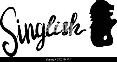 Singlish text with singaporean merlion sillhoette. Vector Stock Vector ...