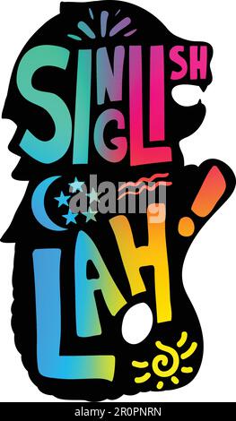 Singlish Lah inscribed in singaporean merlion sillhoette. Vector Stock ...