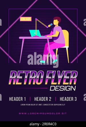 Online podcast banner with speaking people in headphones, microphones ...