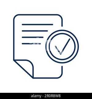 Text file checking monochrome linear icon. Office document thin line ...
