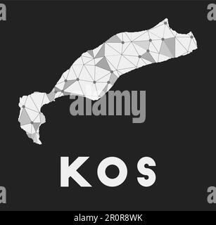 Kos icon. Network map of the island. Round Kos sign with gradient ring ...