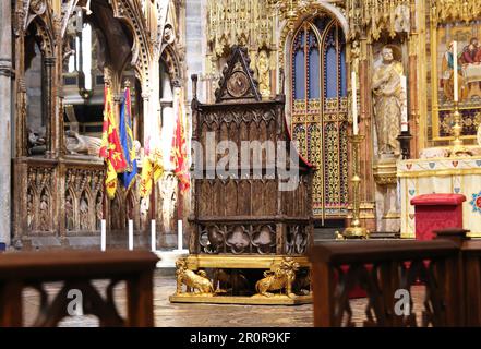 The historic Coronation Chair, made by order of Edward I to enclose the ...