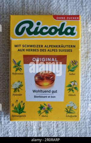traditional swiss Ricola candy cough drops, original herb sweets sugarfree Stock Photo - Alamy