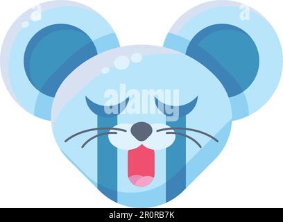 Mouse face crying emoticon. Sad animal emoji, teary rat. Negative ...