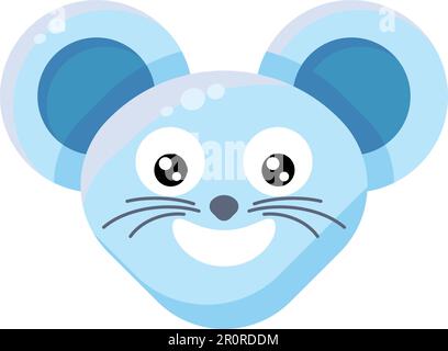 Mouse face smiling emoticon sticker. Cheerful animal emoji, laughing ...