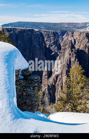 Spring snow; Black Canyon of the Gunnison National Park; Colorado; USA ...