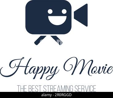 Streaming service logo template. Happy movie calligraphy. Vlog, video ...