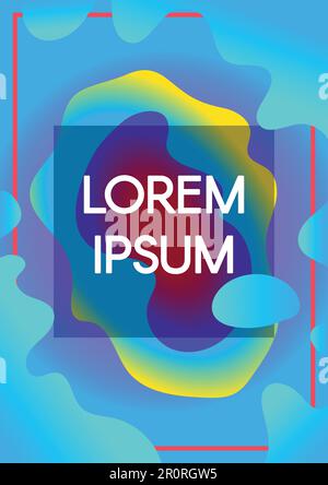 Acid fluid shapes with text frame borders. Abstract background with ...