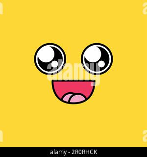 Charmed, fascinated emoji color illustration. Cute emoticon, emotion ...