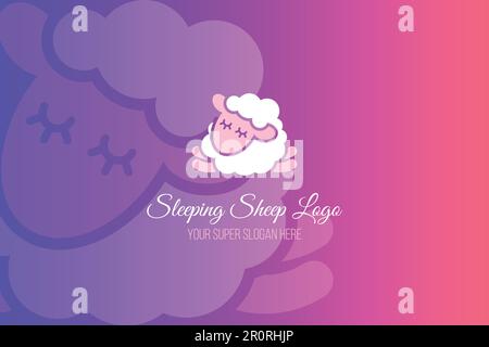 Sleeping sheep flat banner template. Calligraphic lettering on gradient ...