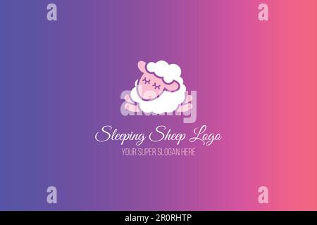 Sleeping sheep logo flat banner design. Calligraphic lettering with ...