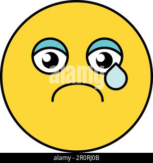 Crying, teary emoji vector illustration. Weeping, tearful emoticon ...