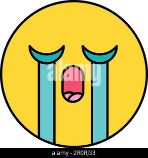 Crying, teary emoji vector illustration. Weeping, tearful emoticon ...